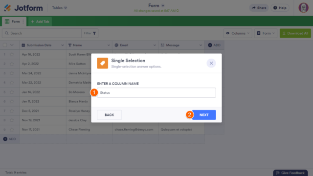 How to Create a Dropdown List in Jotform Tables
