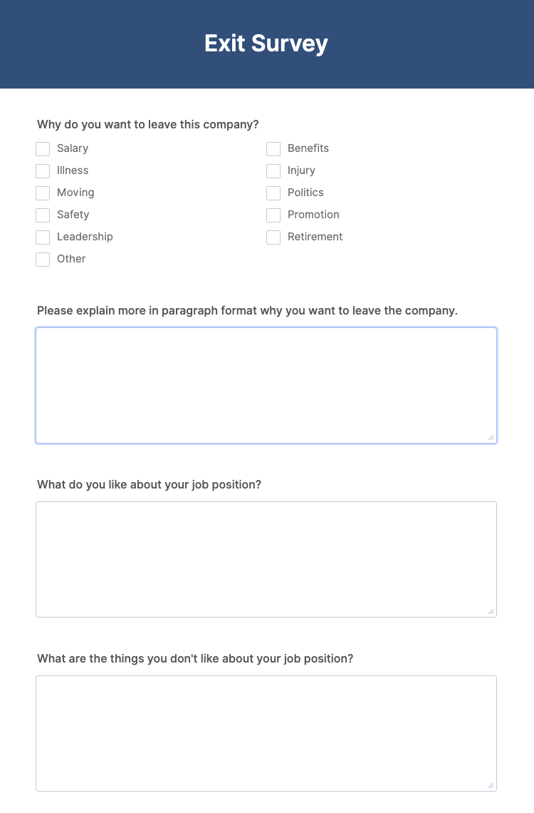 Exit survey questions to ask your former employees | The Jotform Blog