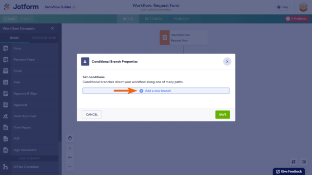 How to Set Up a Conditional Branch in Jotform Workflows