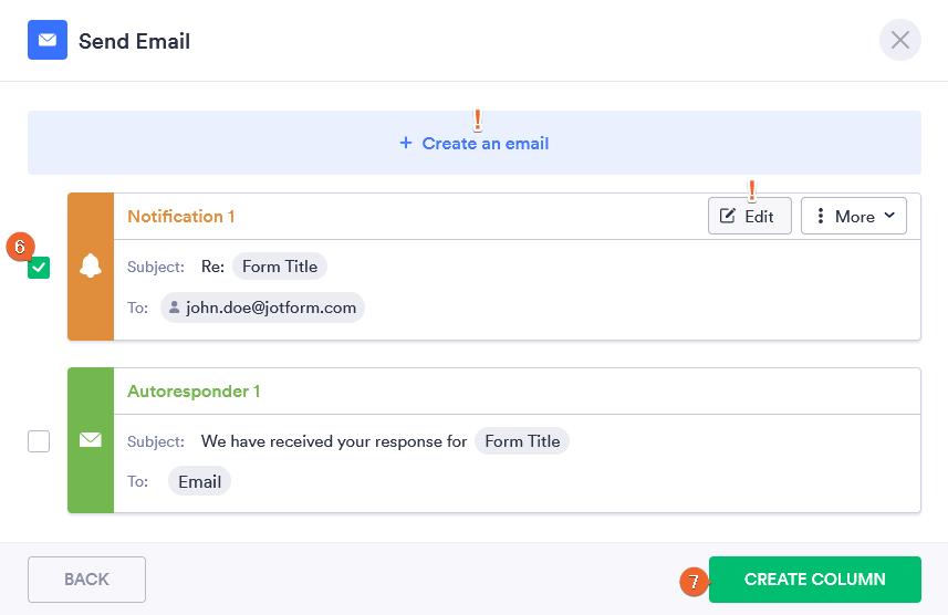 How to Send an Email with Form Data in Jotform Tables