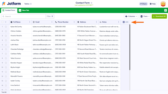 How to Send Email With Form Data in Jotform Tables