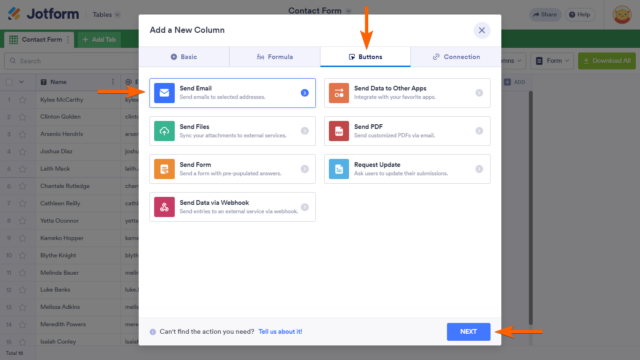 How to Send Email With Form Data in Jotform Tables