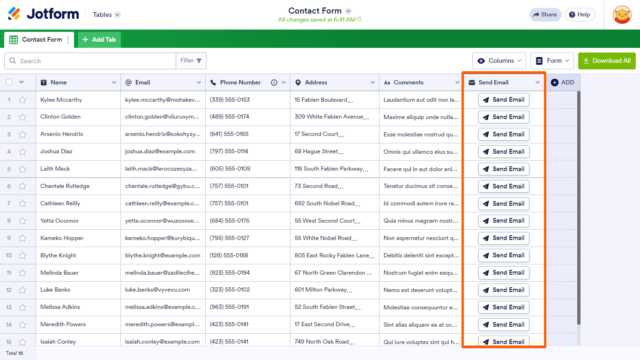 How to Send an Email With Form Data in Jotform Tables