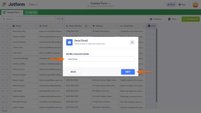 How to Send an Email With Form Data in Jotform Tables