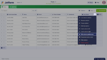 How To Send an Email With Form Data in Jotform Tables