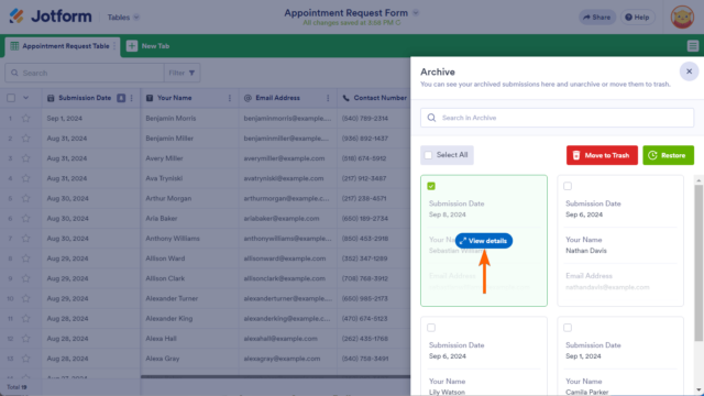 How to Archive Submission Entries in Jotform Tables