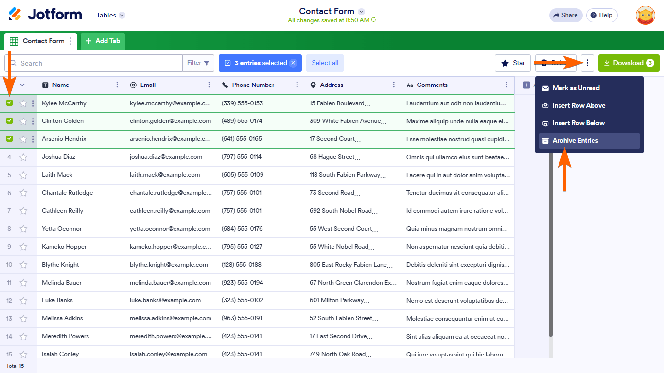 How to Archive Submission Entries in Jotform Tables