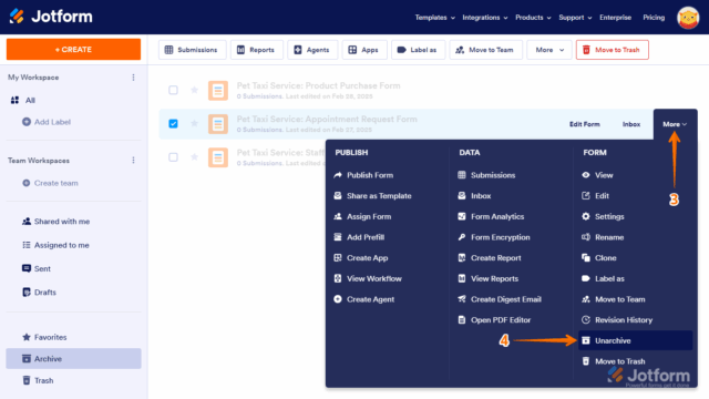 How to Archive a Form