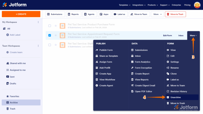 How to Archive a Form