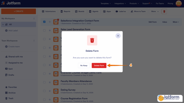 How to Delete a Form