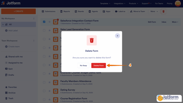 How to Delete a Form