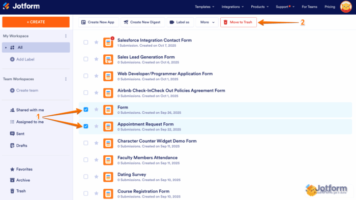 How to Delete a Form