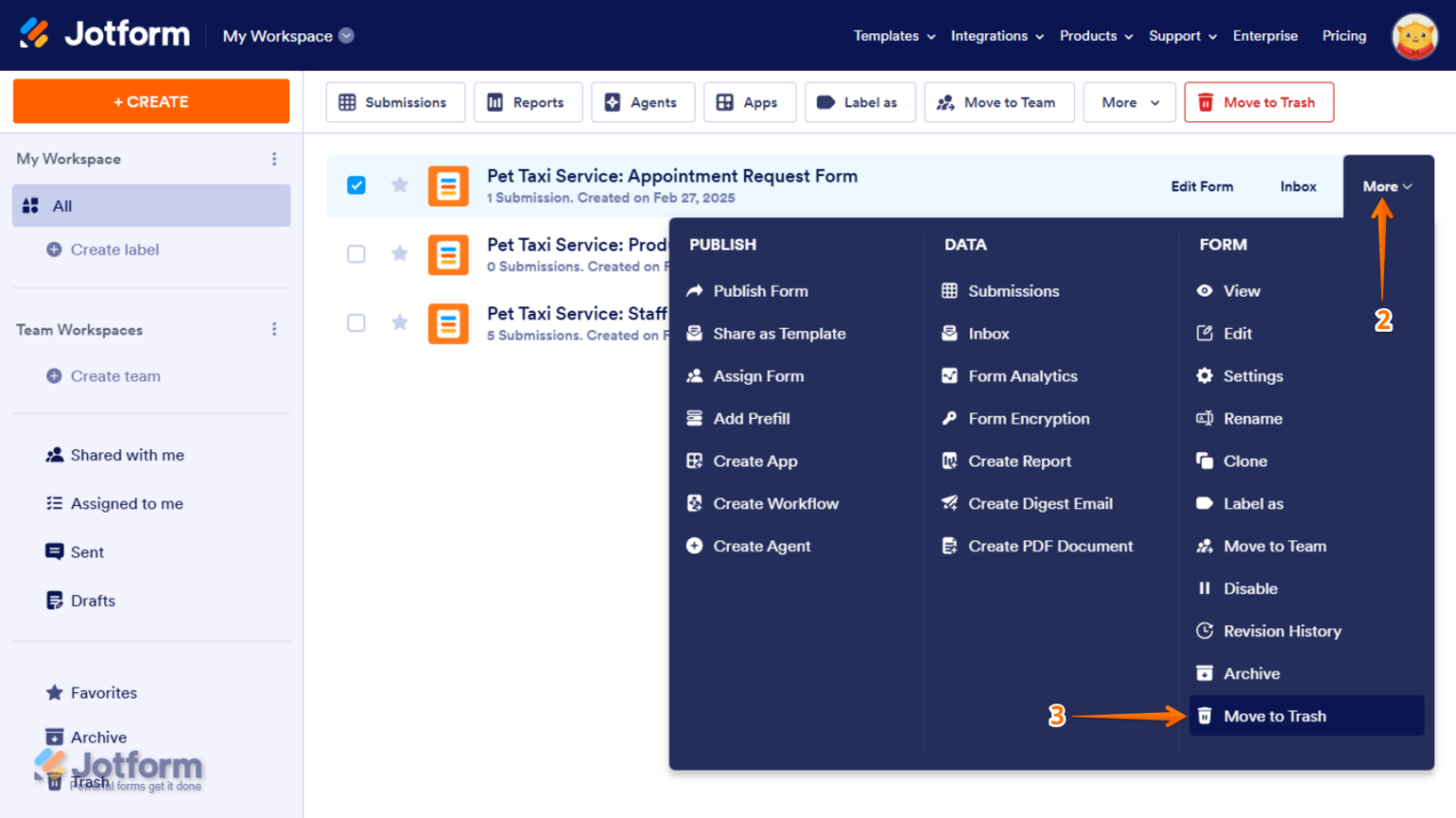 How to Delete a Form