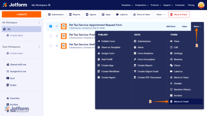 How to Delete a Form