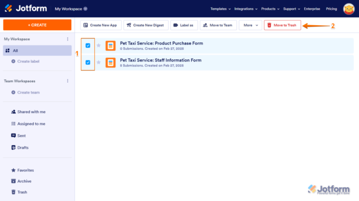 How to Delete a Form