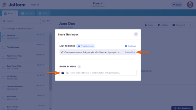 How to Share Your Form Inbox