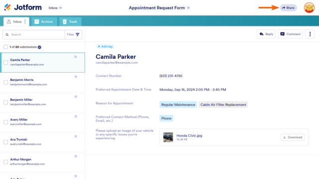 How to Share Your Form Inbox