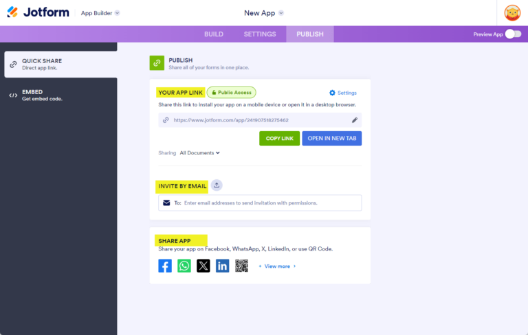 How to Share Jotform Apps