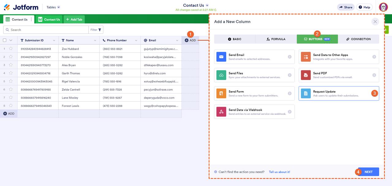 How to Request Submission Updates in Jotform Tables