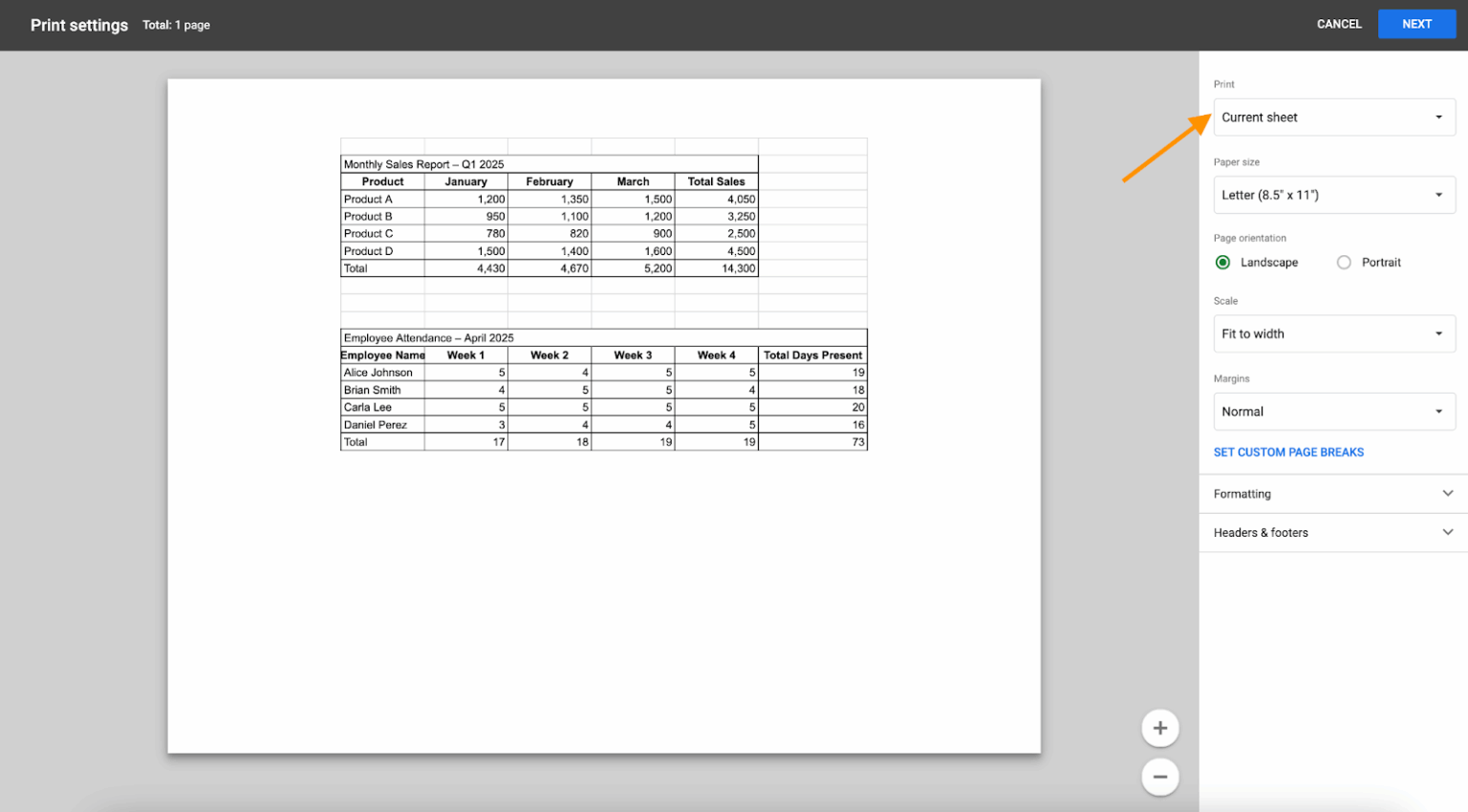 How to set the print area in Google Sheets fast | The Jotform Blog