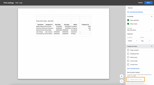 How to set the print area in Google Sheets fast | The Jotform Blog