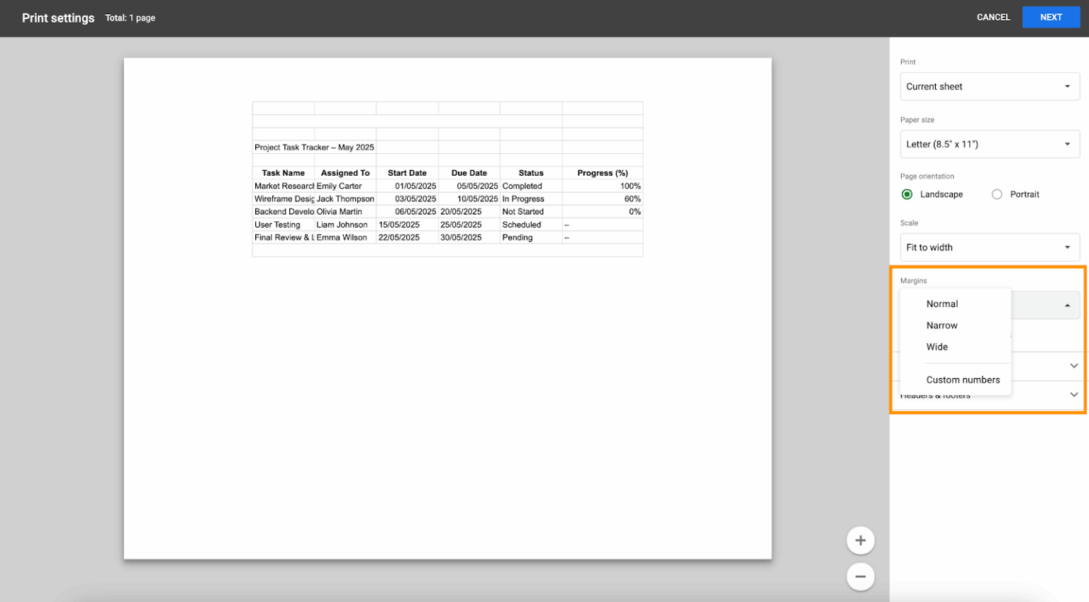 How to set the print area in Google Sheets fast | The Jotform Blog