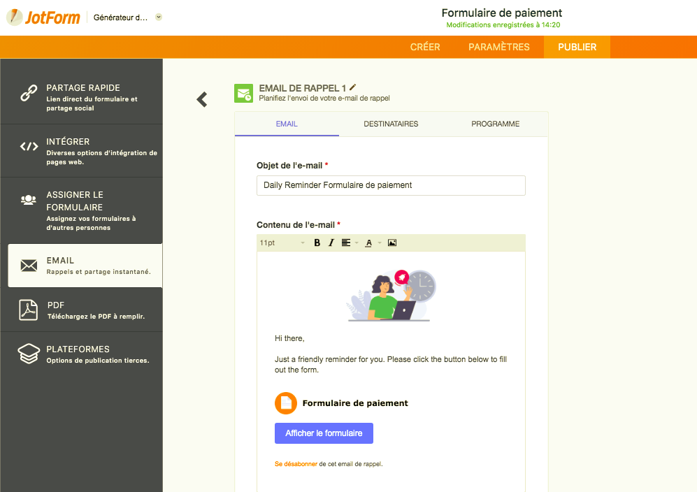 Comment envoyer des emails de rappel hebdomadaires | The Jotform Blog