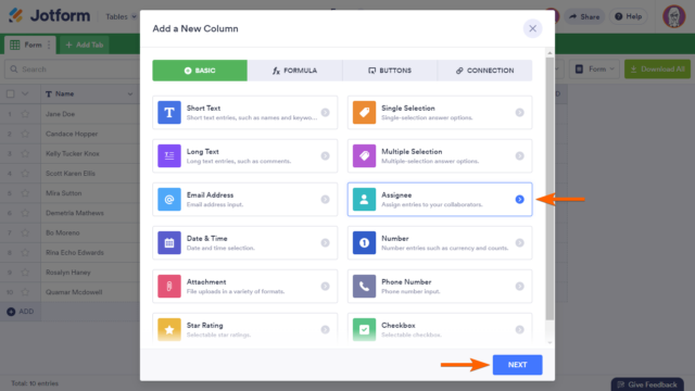 How to Assign Entries to Collaborators in Jotform Tables