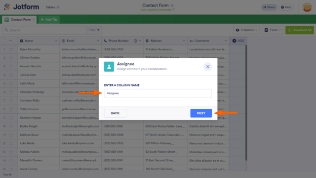 How to Assign Entries to Collaborators in Jotform Tables