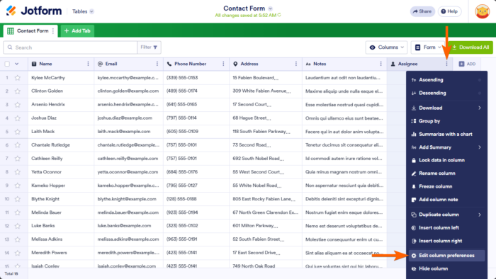 How to Assign Entries to Collaborators in Jotform Tables