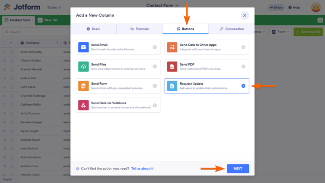 How to Request Submission Updates in Jotform Tables
