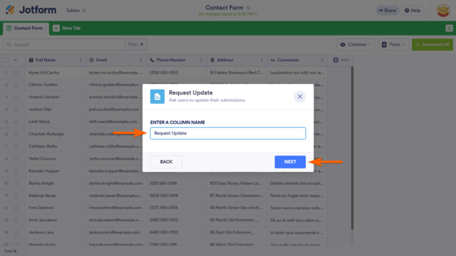 How to Request Submission Updates in Jotform Tables