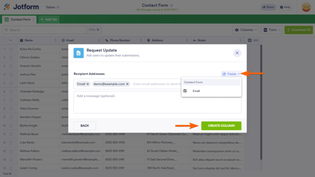 How to Request Submission Updates in Jotform Tables