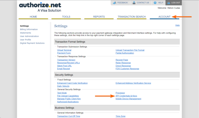 How to Obtain API Login ID and Transaction Key for Authorize.Net