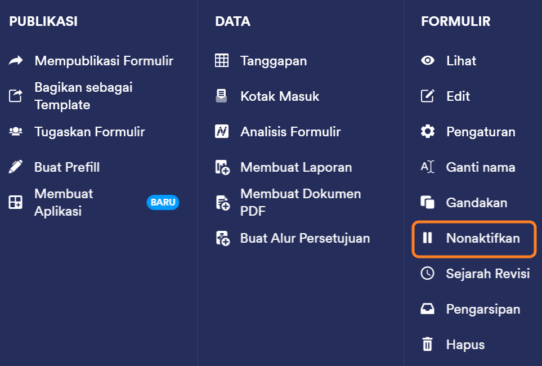 Cara Mengaktifkan atau Menonaktifkan Formulir