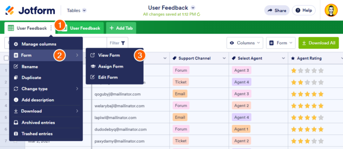 How to View, Assign and Edit Forms from Jotform Tables