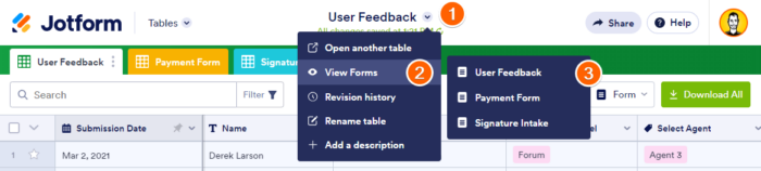 How to View, Assign and Edit Forms from Jotform Tables