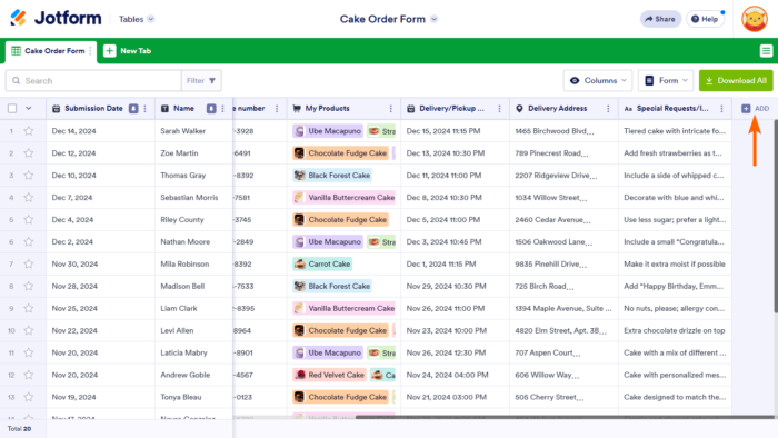 How to Send Forms in Jotform Tables