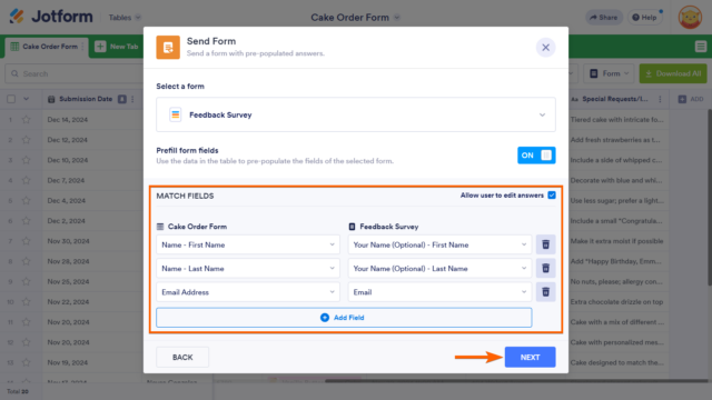 How to Send Forms in Jotform Tables