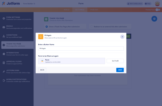 Using Action Buttons on Thank You Pages
