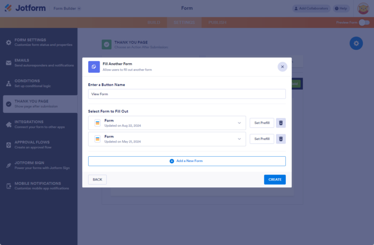 Using Action Buttons on Thank You Pages
