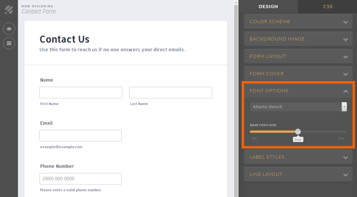 How To Change Your Form's Font Size