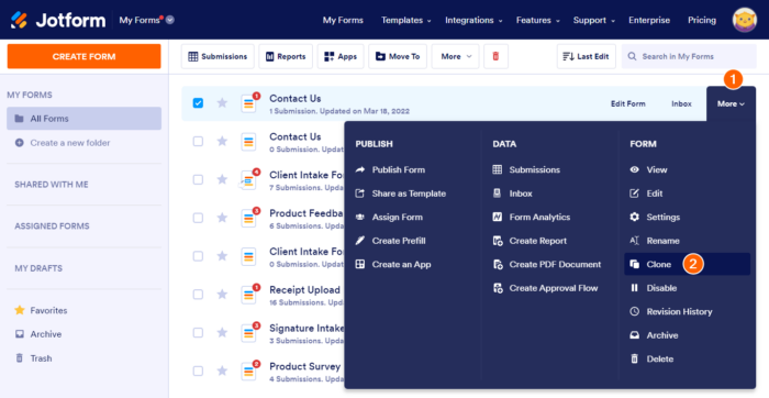How to Clone an Existing Form From Your Account