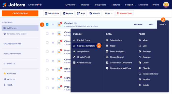 Sharing a Form in the Form Templates Gallery