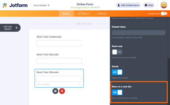 Side By Side Form Field Positioning
