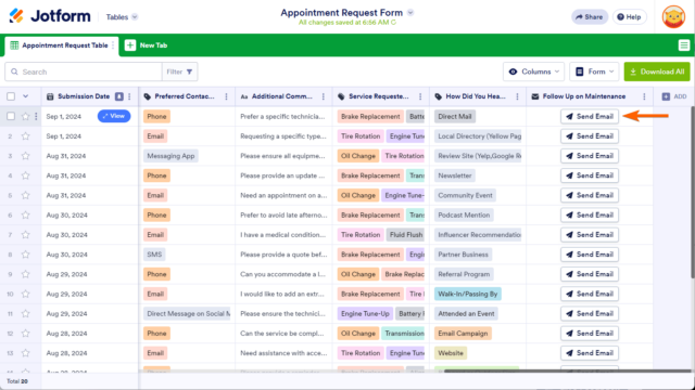 What Are Jotform Tables Action Buttons?