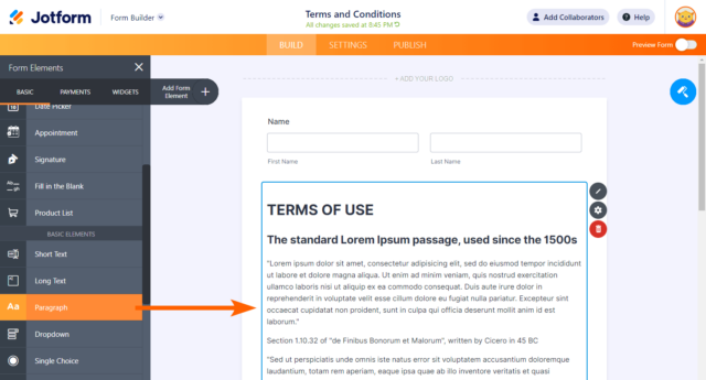 Creating a Scrollable Terms and Conditions