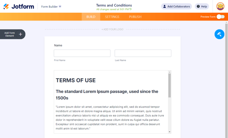 Creating a Scrollable Terms and Conditions