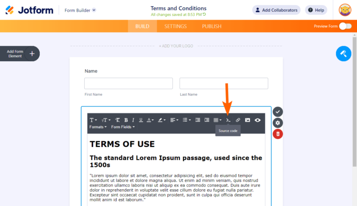 Creating a Scrollable Terms and Conditions