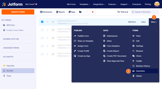 How to Archive a Form?